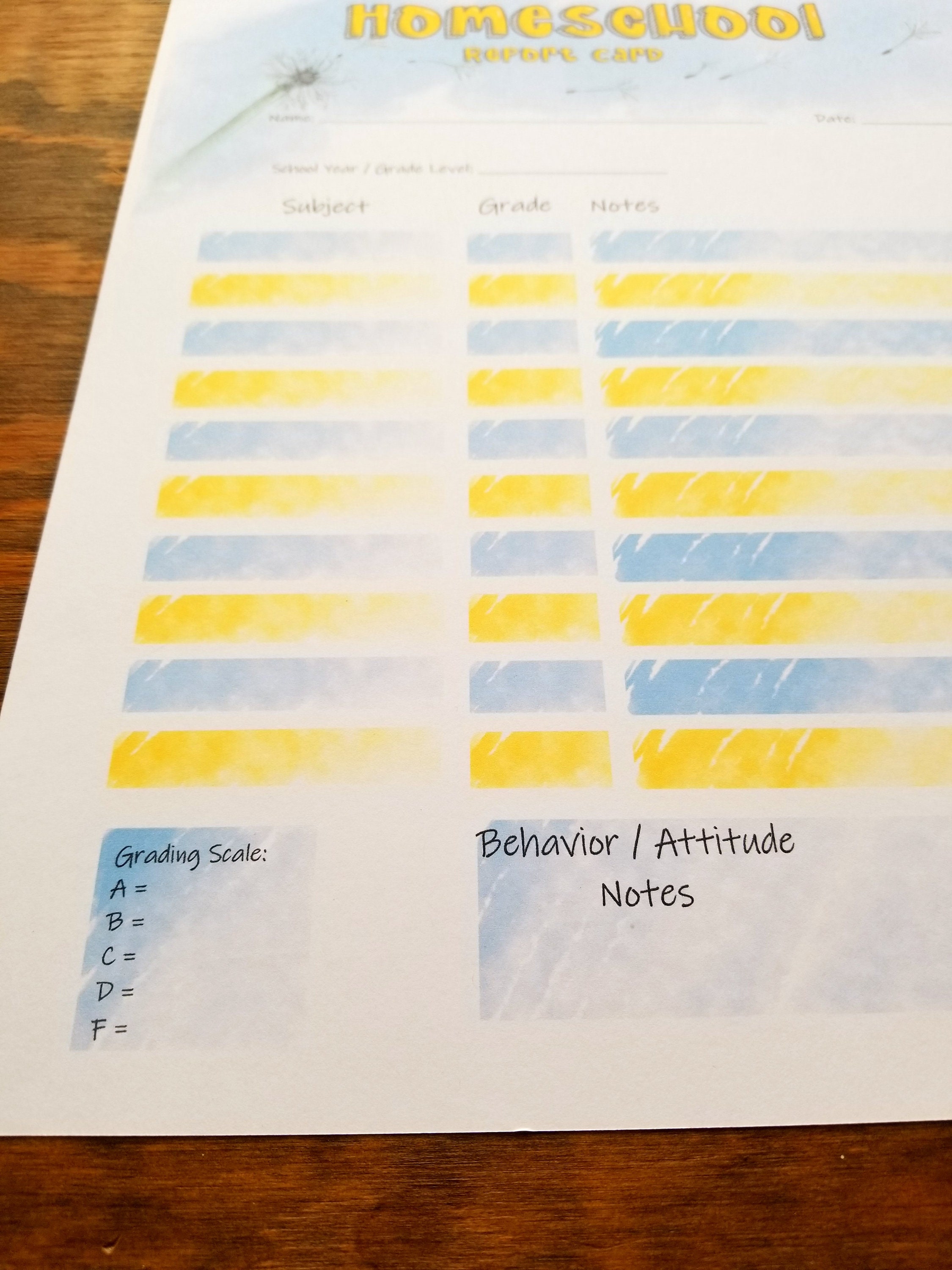 Homeschool Grade Card, Report Card for Homeschoolers, Homeschooling ...