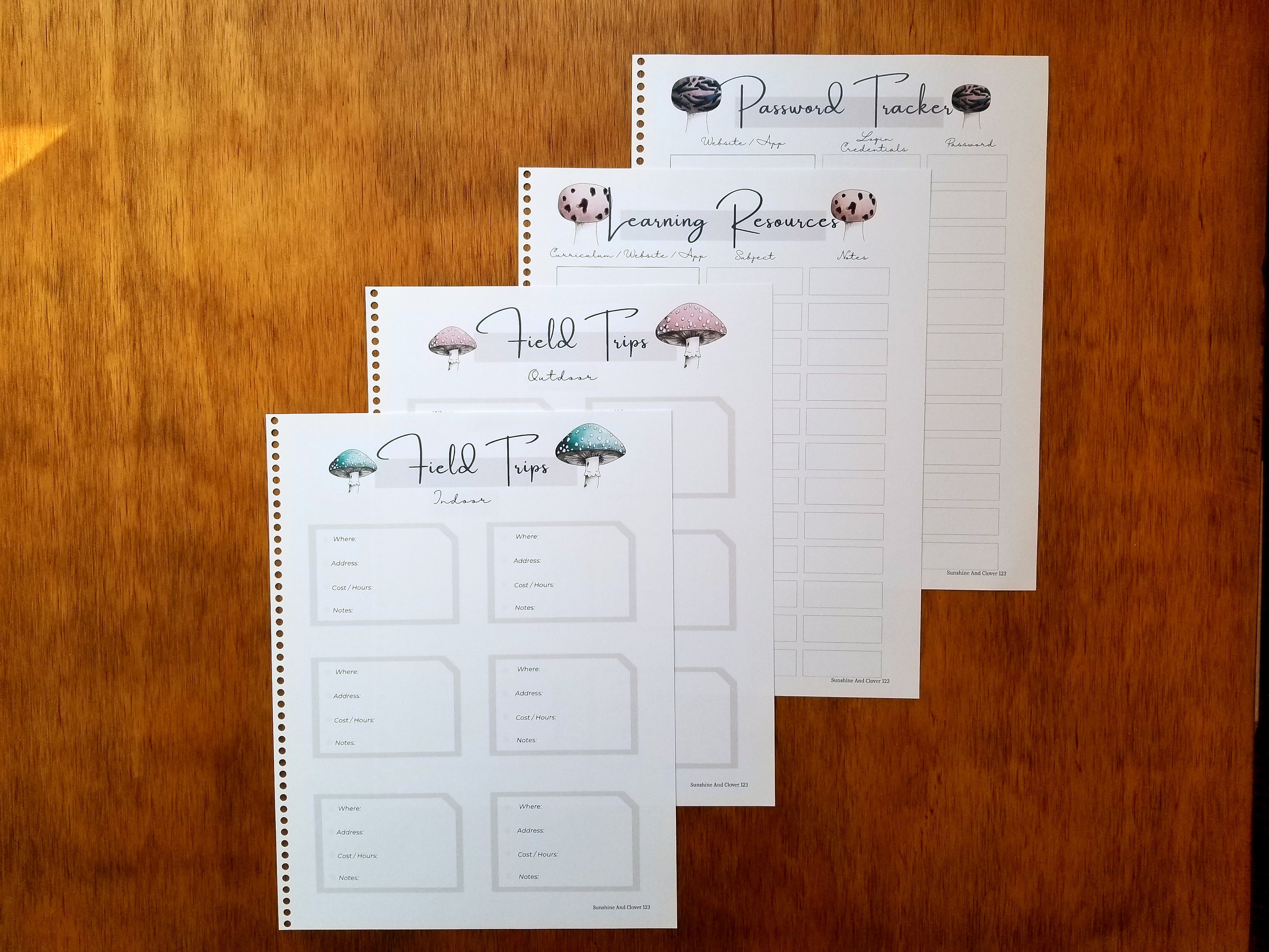 Homeschool Planner Printable Mushroom Planner Downloadable - Etsy