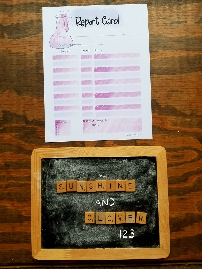 Printable Report Card Grade Card in Pink Bubbly Science - Etsy