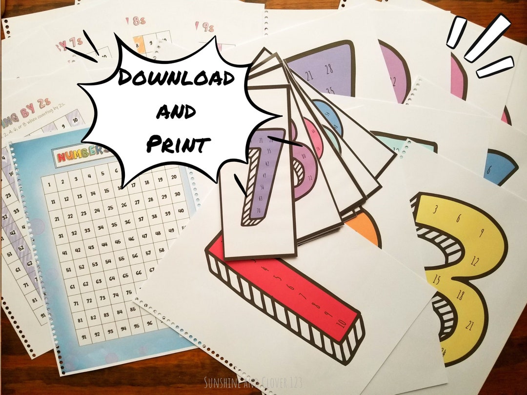 Skip Counting Flash Cards, Hundred Charts, Second Grade Math Sheets ...