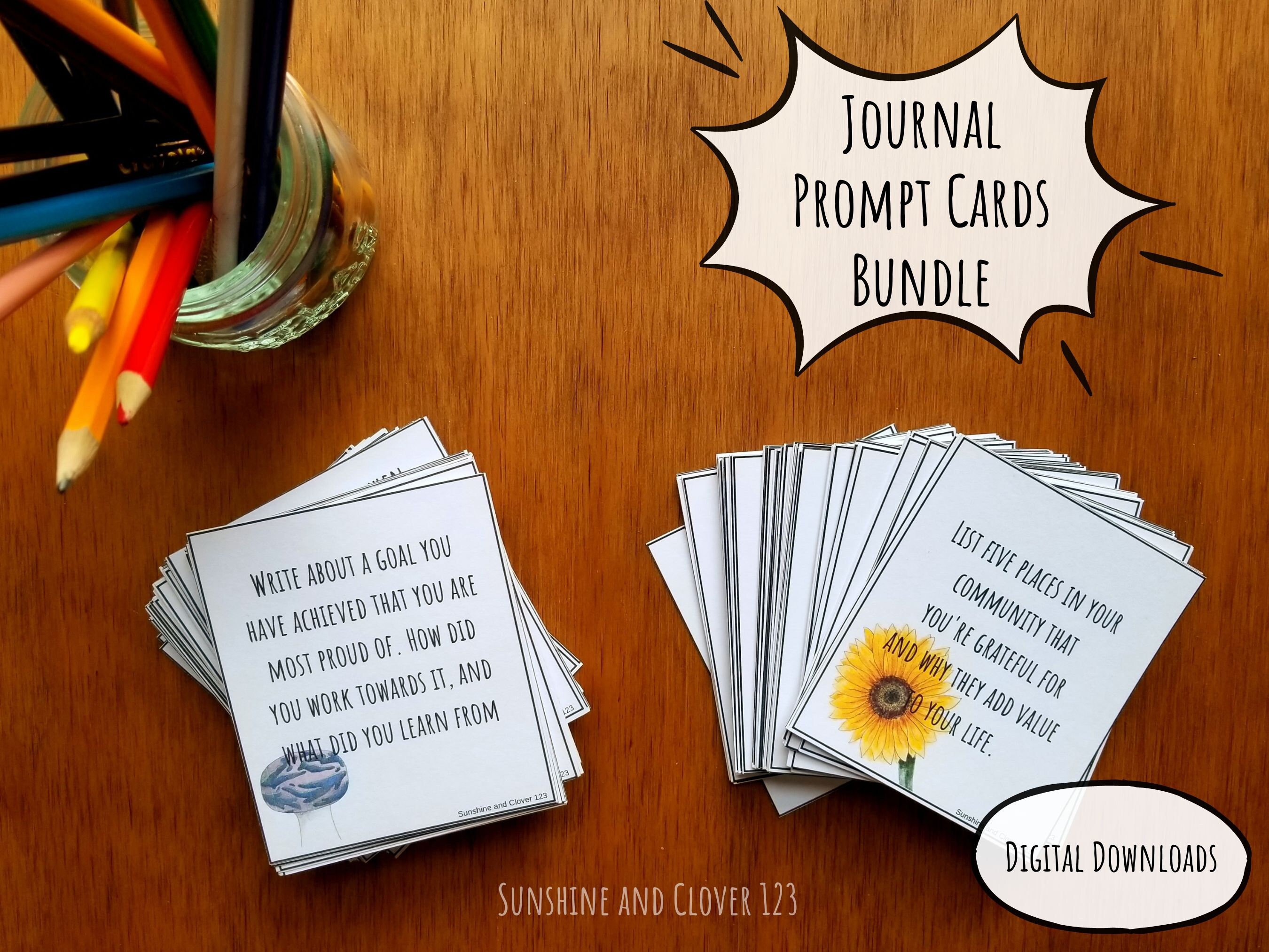 Printable Gratitude Journal Prompt Cards Self Reflection - Etsy