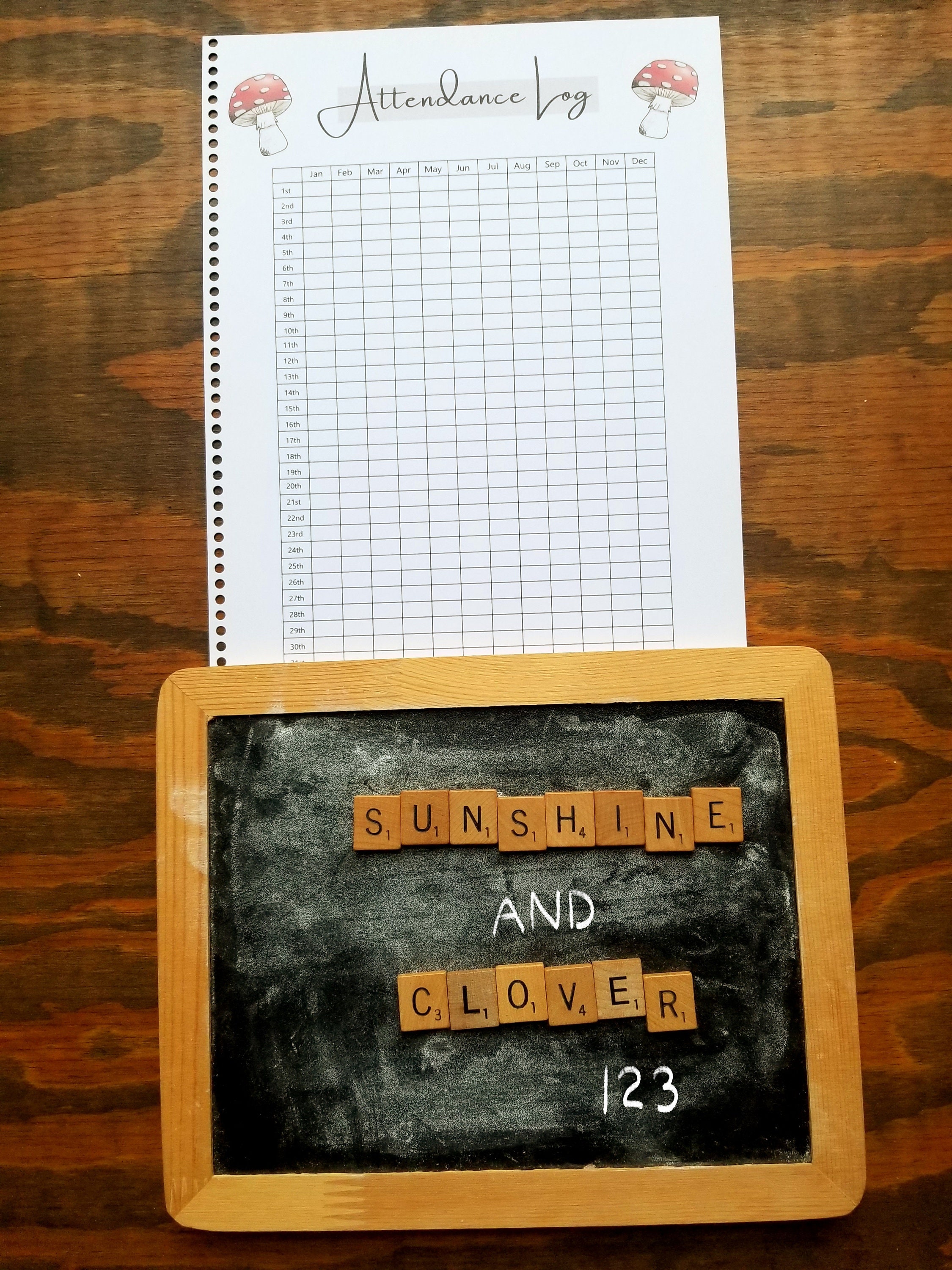 Homeschool Attendance Log Mushroom Brown Printable Attendance - Etsy