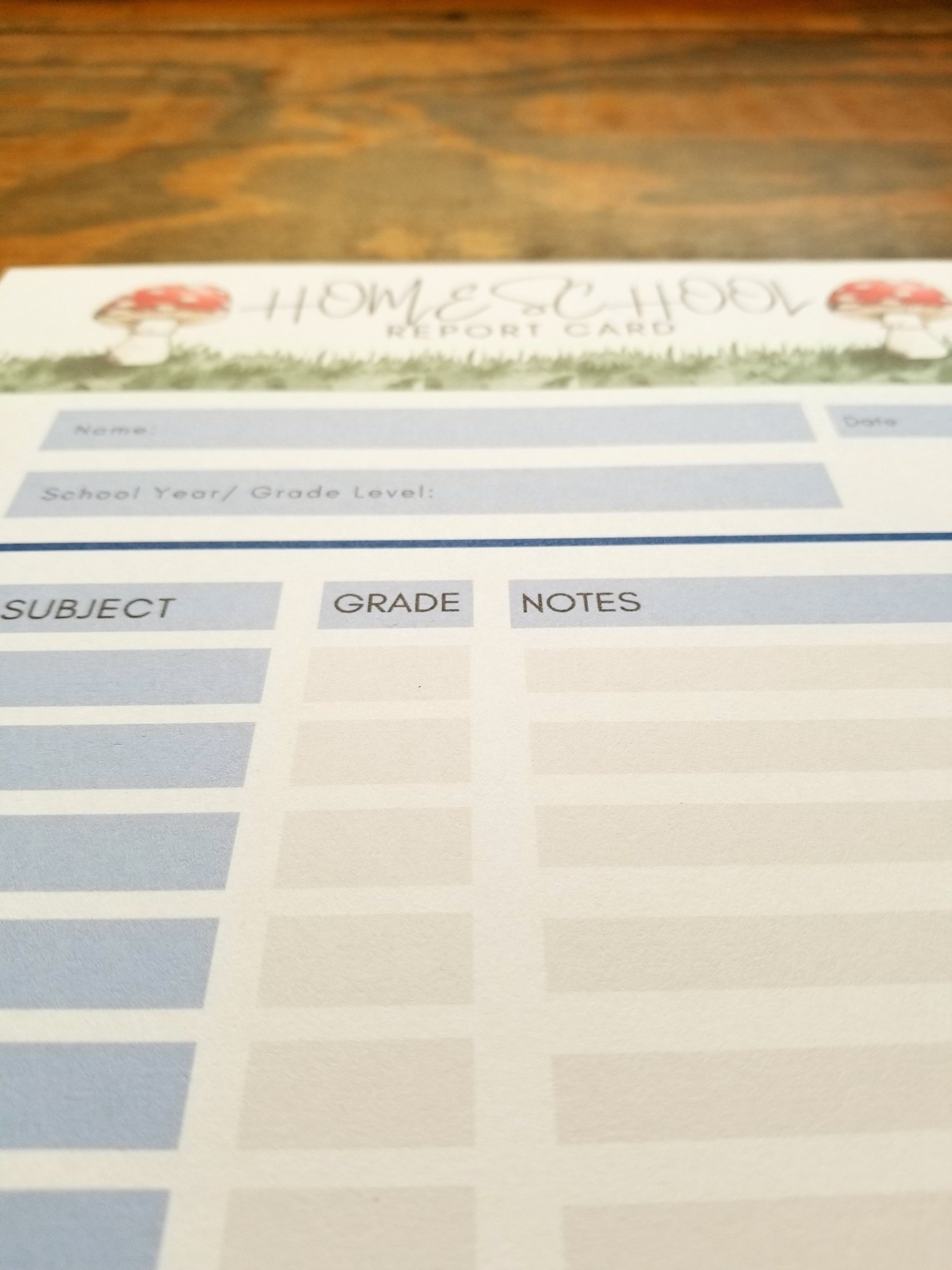 Homeschool Report Card, Grade Card Tracker, Blue Report Card for ...