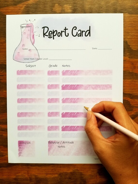 Printable Report Card Grade Card in Pink Bubbly Science - Etsy