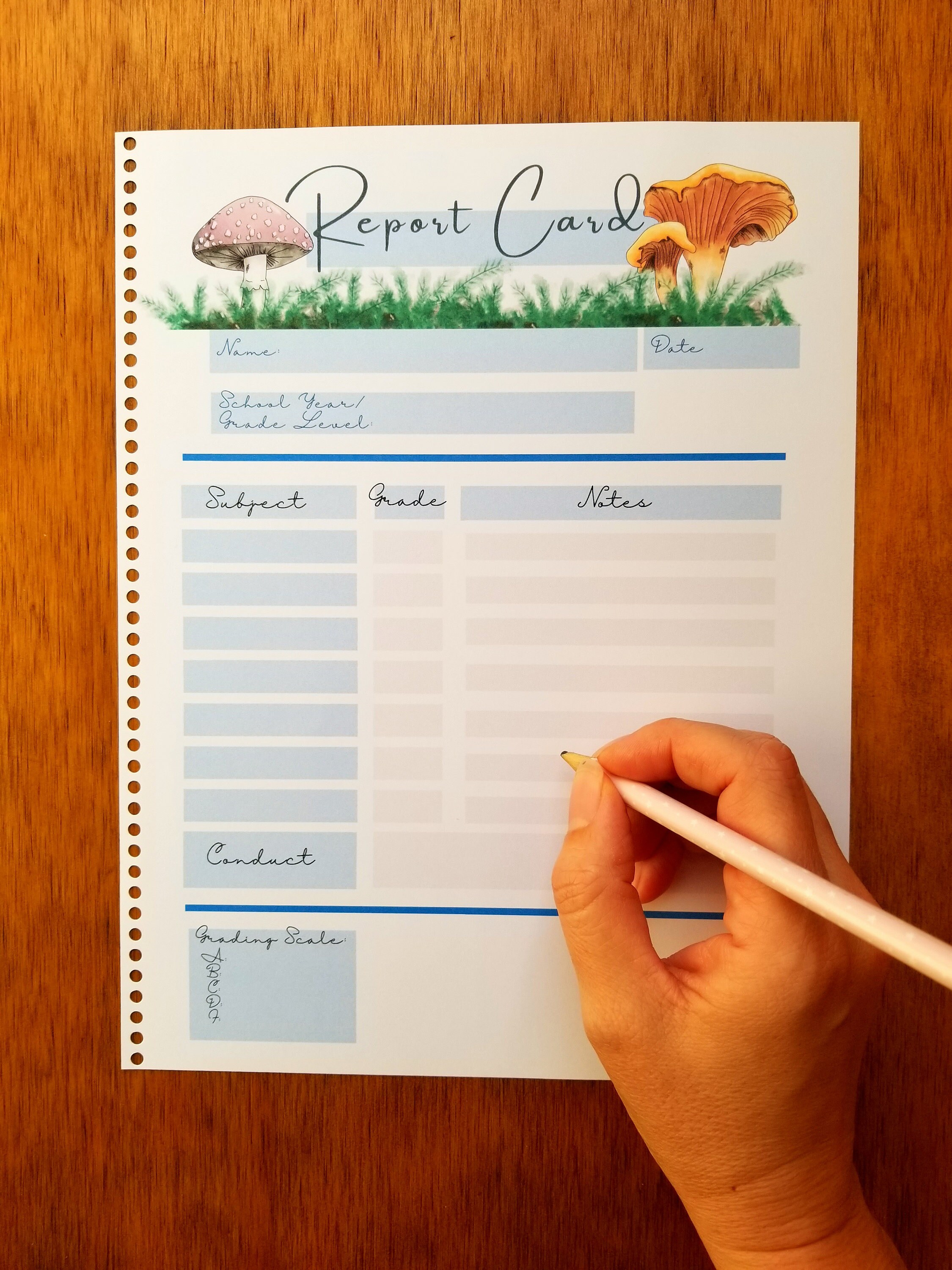 Mushroom Report Card, Homeschool Printables, Homeschool Supplies, Grade ...