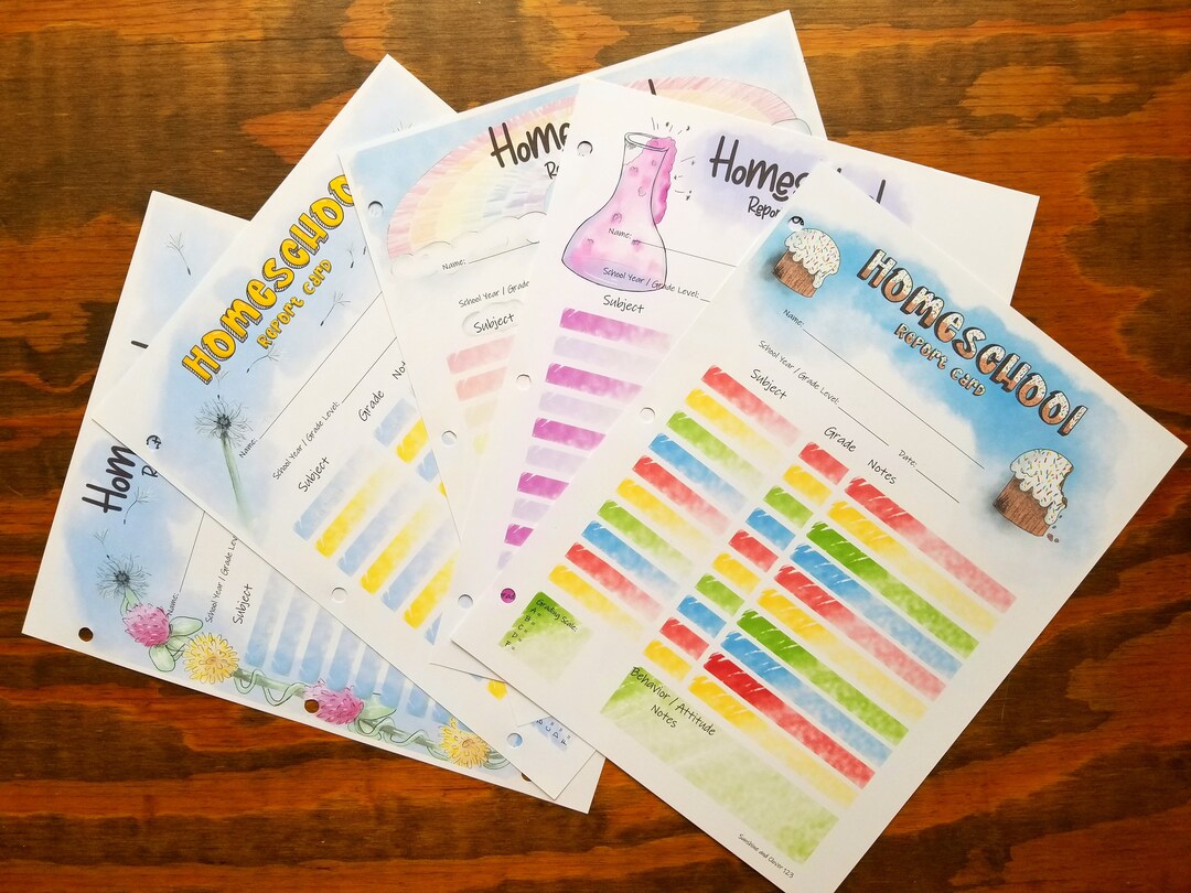 Homeschool Report Card Bundle, Printable Grade Cards, 5 Pack Bundle of ...