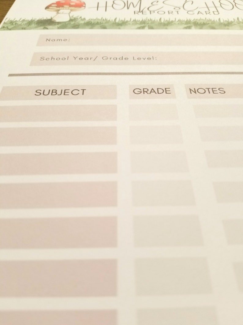 Printable Homeschool Report Card, Hand Illustrated Grade Card for ...