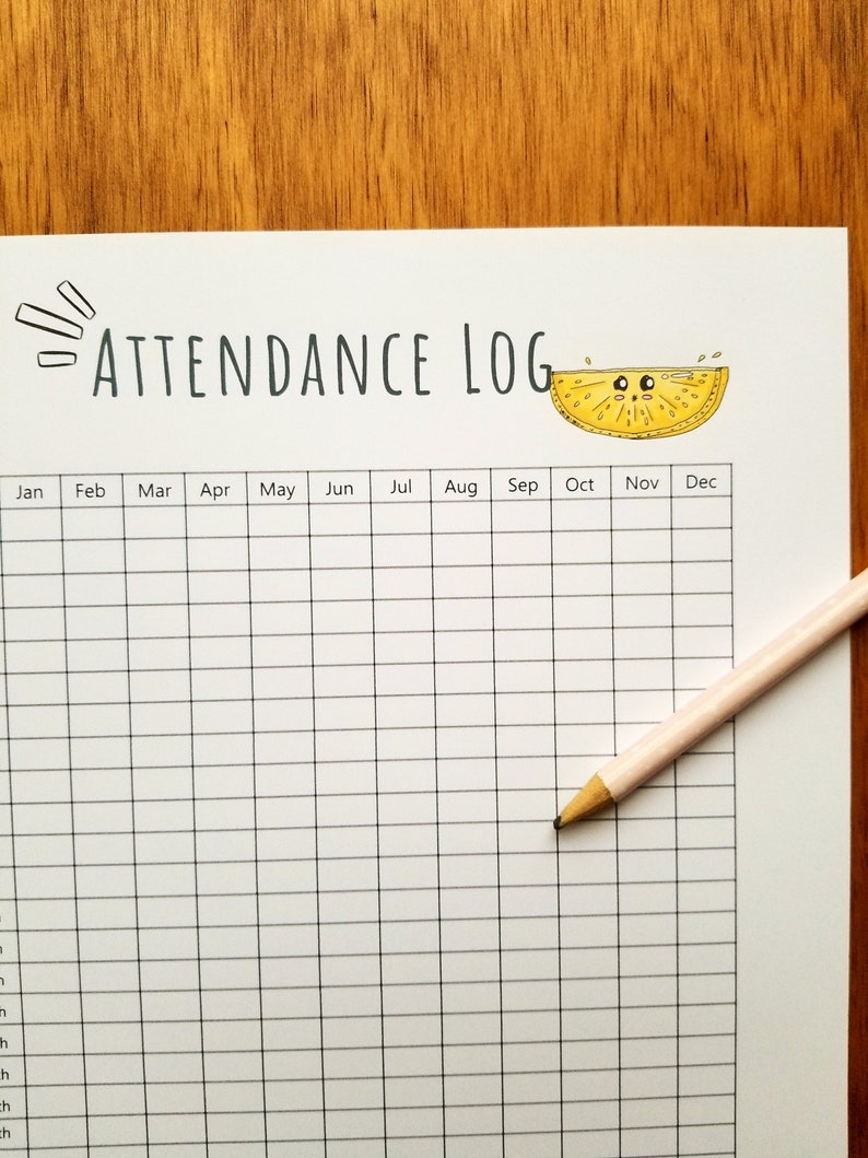 Homeschool Attendance Log, Printable Attendance Tracker, Kawaii Style ...