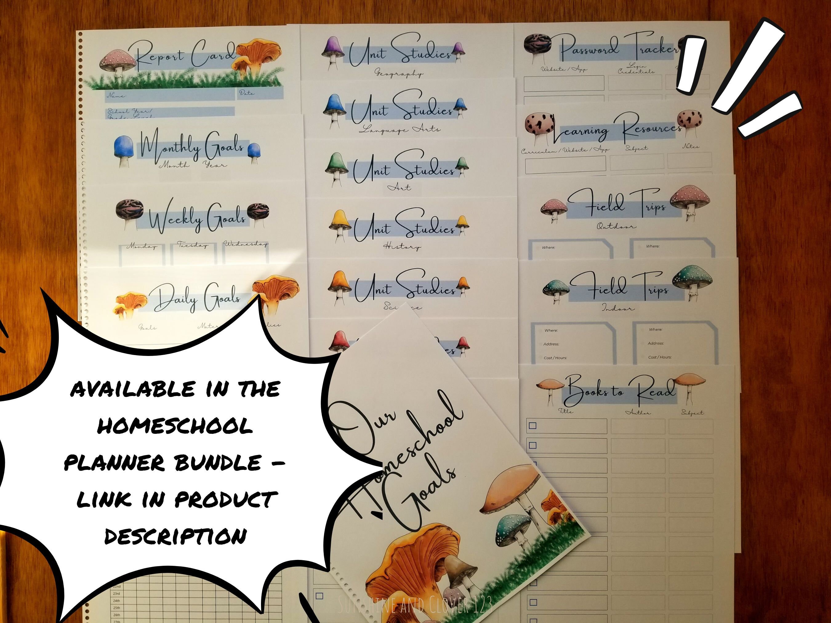 Printable Homeschool Planner Homeschool PDF Planner Mushroom Blue Daily ...