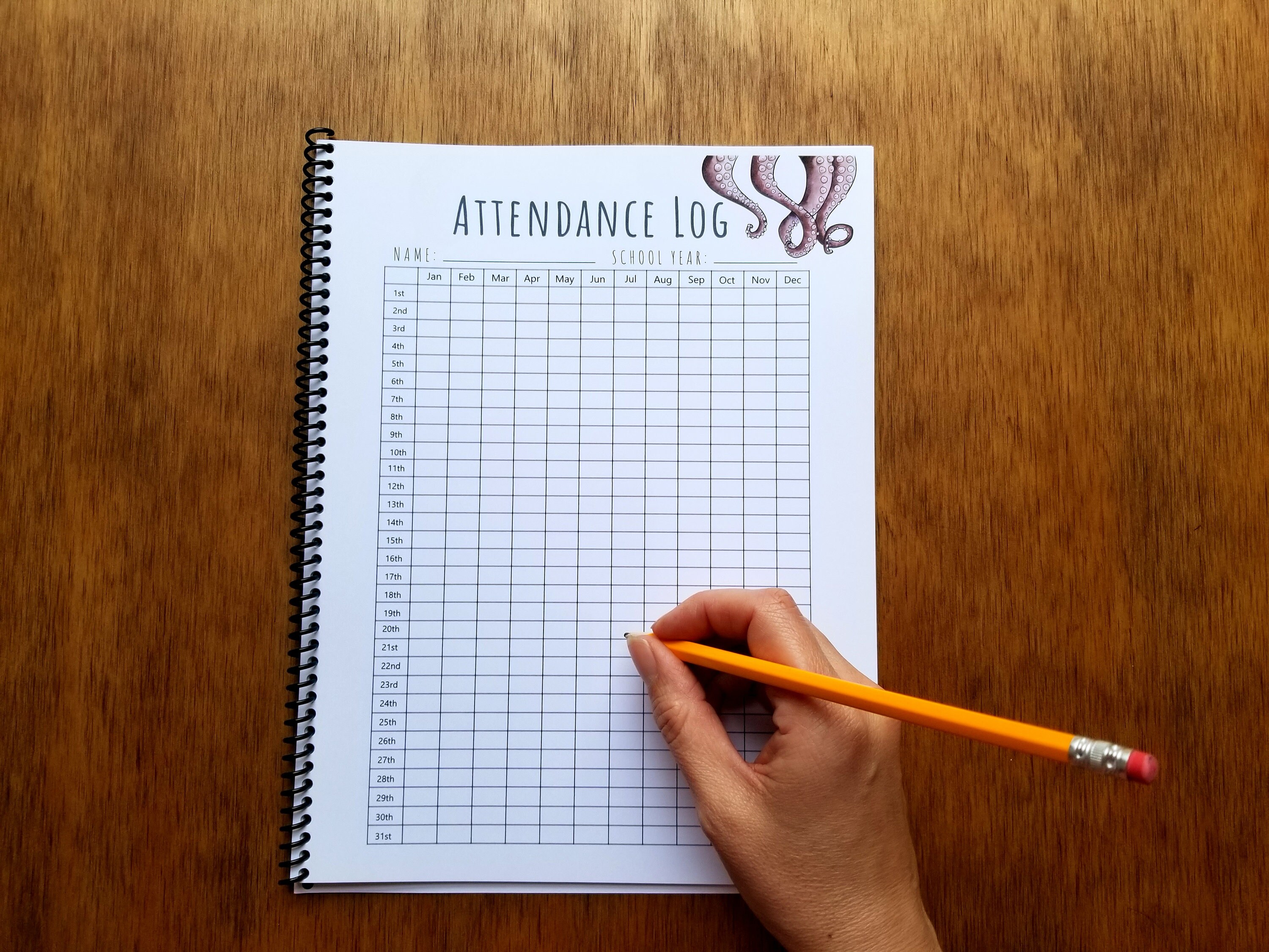 Attendance Log Attendance Record Homeschool Attendance Tracker ...