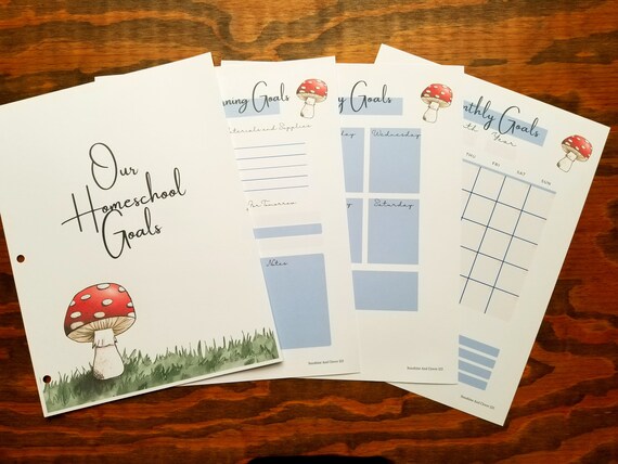 Daily Weekly Monthly Homeschool Organizer Mushroom Blue | Etsy