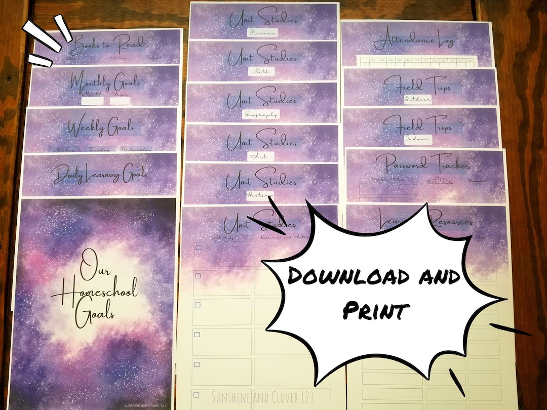 Homeschool Planner, Printable Homeschool Organizer, Blue Galactic ...