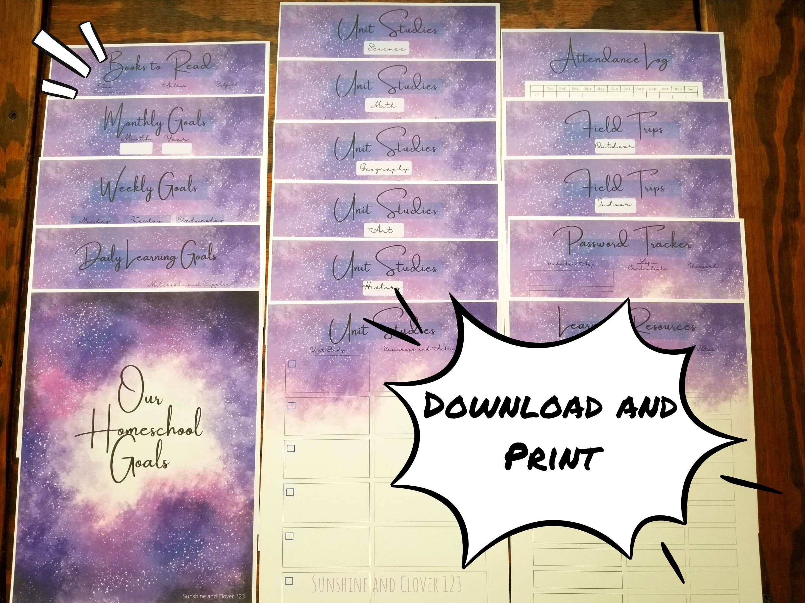 Homeschool Planner, Printable Homeschool Organizer, Blue Galactic ...