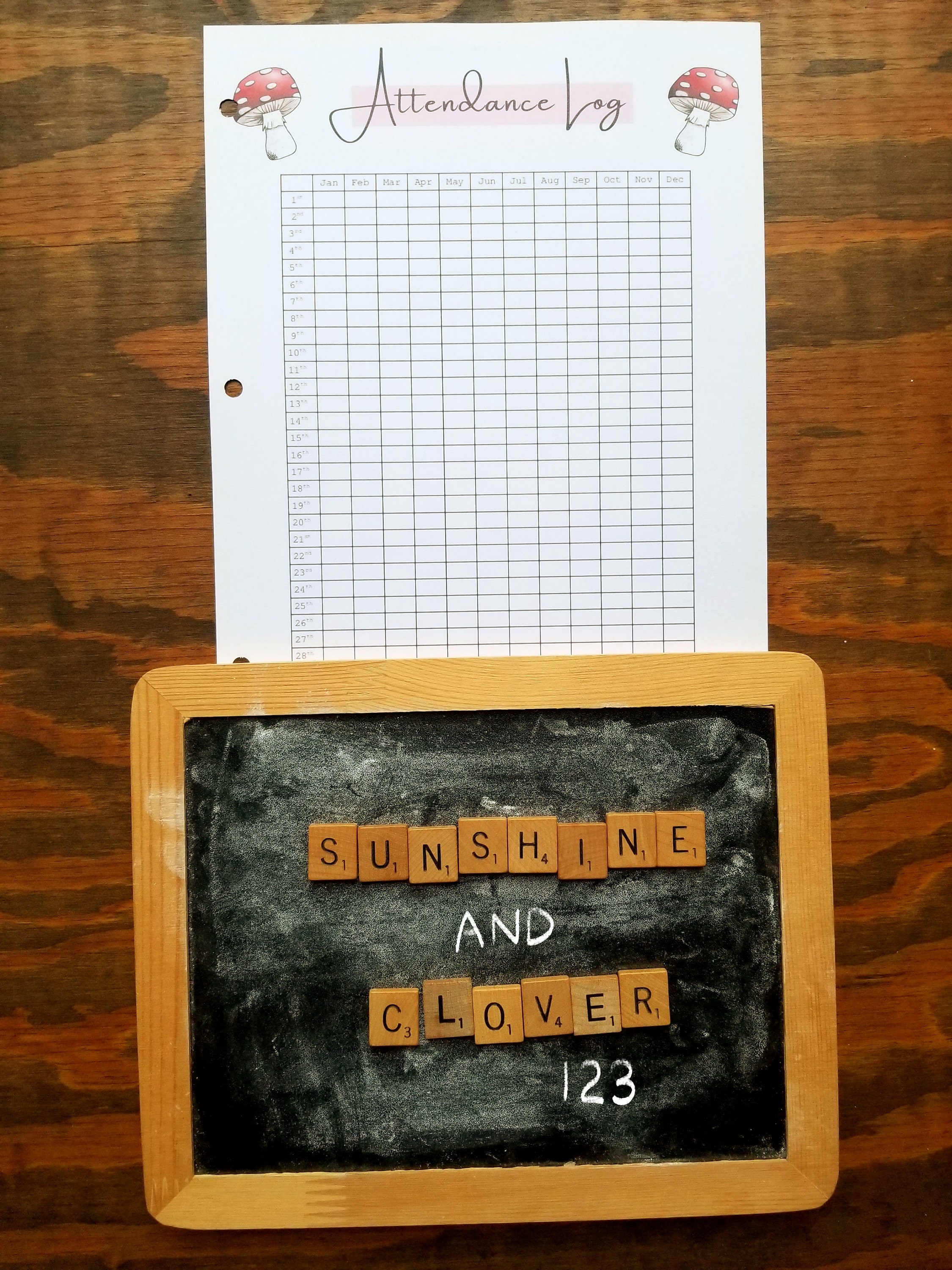 Attendance Record for Homeschoolers in Mushroom Red, Printable ...