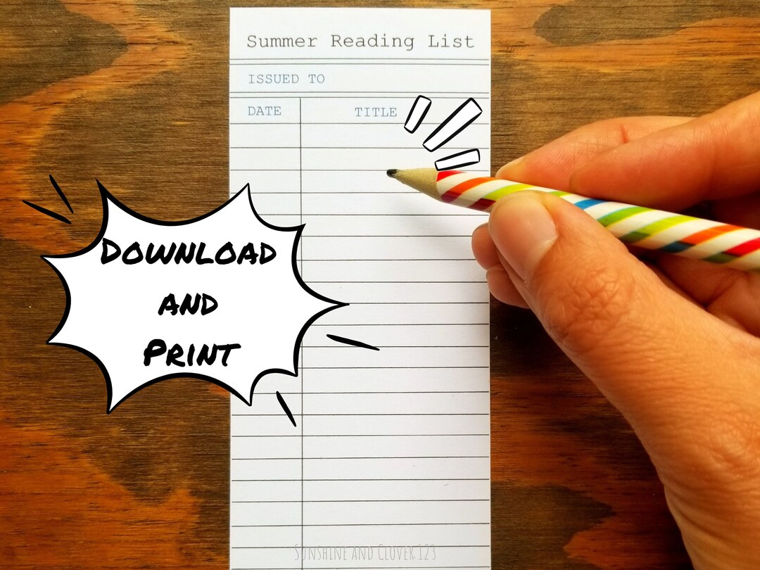 Printable Library Checkout Card Bookmark, Summer Reading Log Bookmark ...