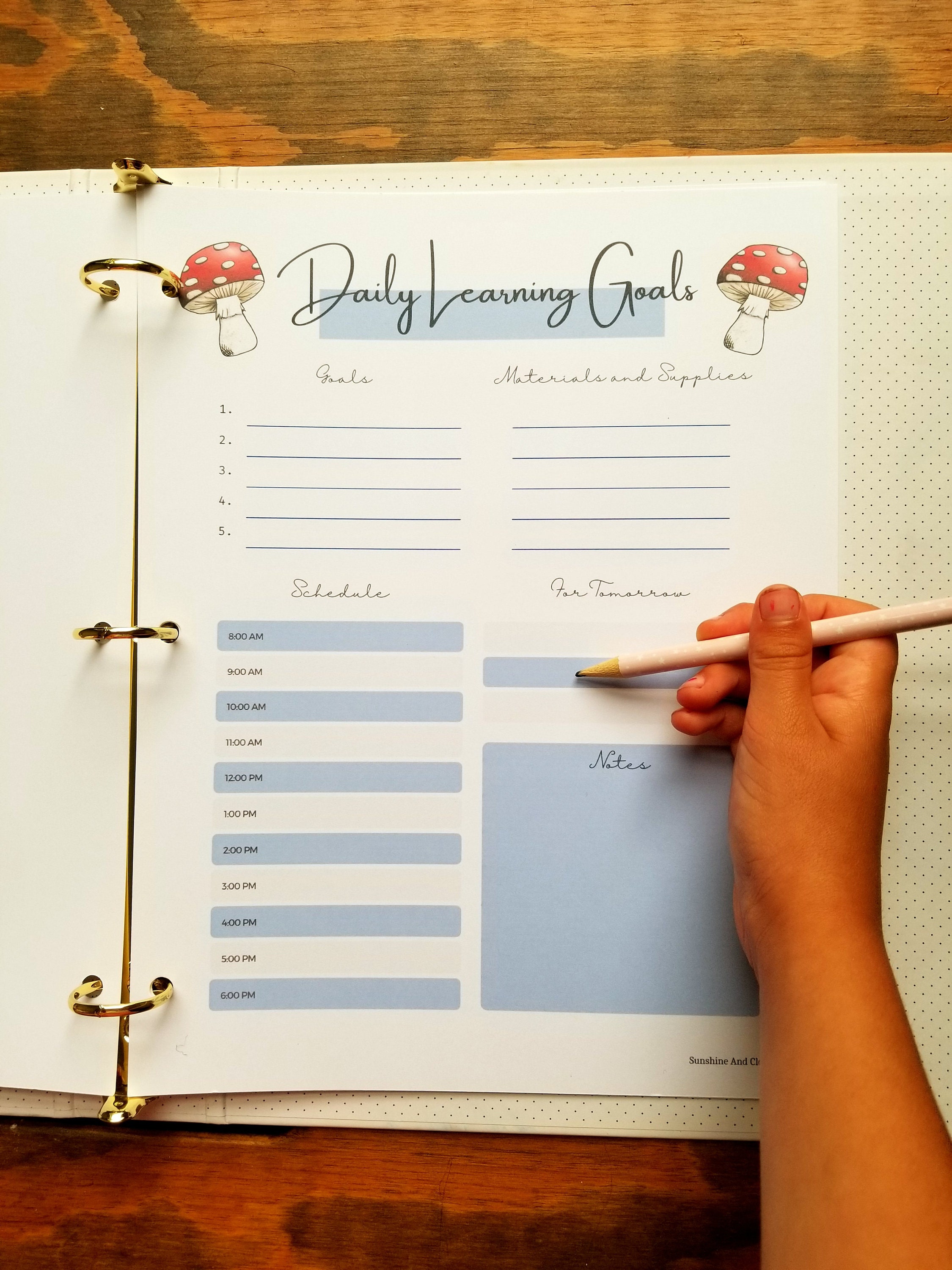 Daily Weekly Monthly Homeschool Organizer Mushroom Blue - Etsy