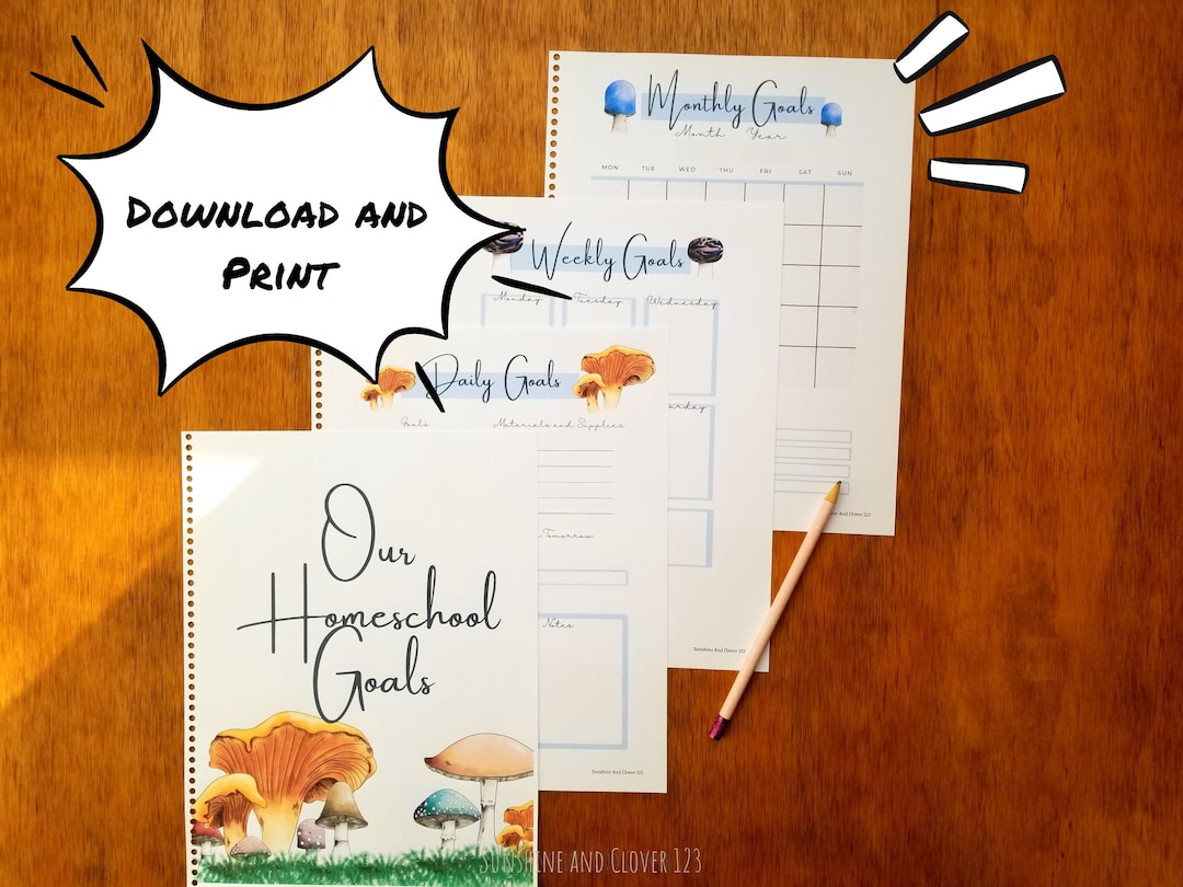 Printable Homeschool Planner Homeschool PDF Planner Mushroom Blue Daily ...