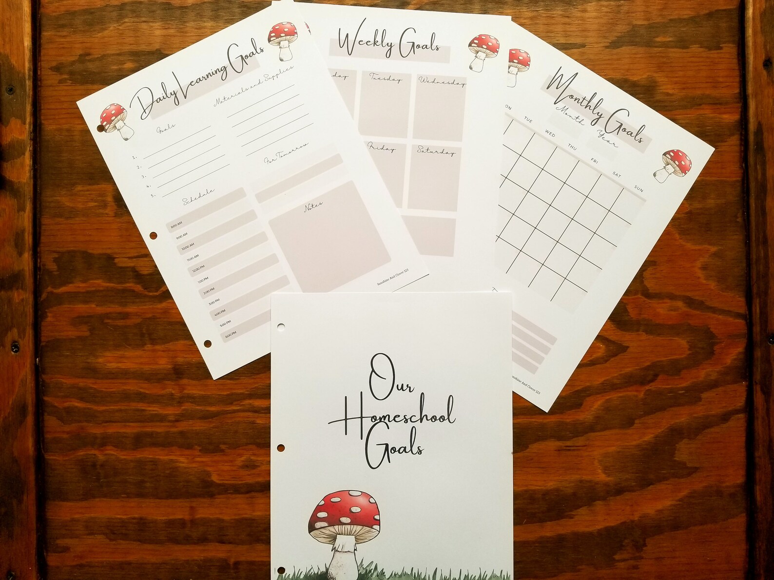 Daily Weekly Monthly Homeschool Planner Mushroom Brown - Etsy