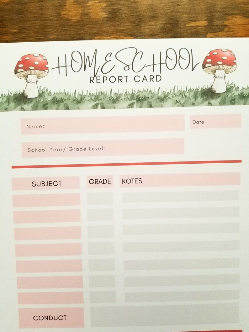 Homeschool Report Card Homeschool Academic Progress Report - Etsy