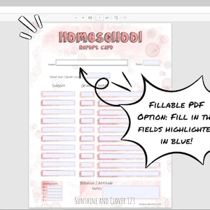 Printable Homeschool Grade Card, Report Card for Homeschoolers, Pink ...