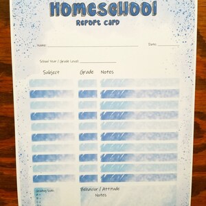 Printable Homeschool Grade Card, Report Card in Blue, Academic Progress ...