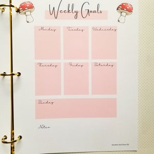 Daily Weekly Monthly Homeschool Goals Planner in Mushroom Red ...