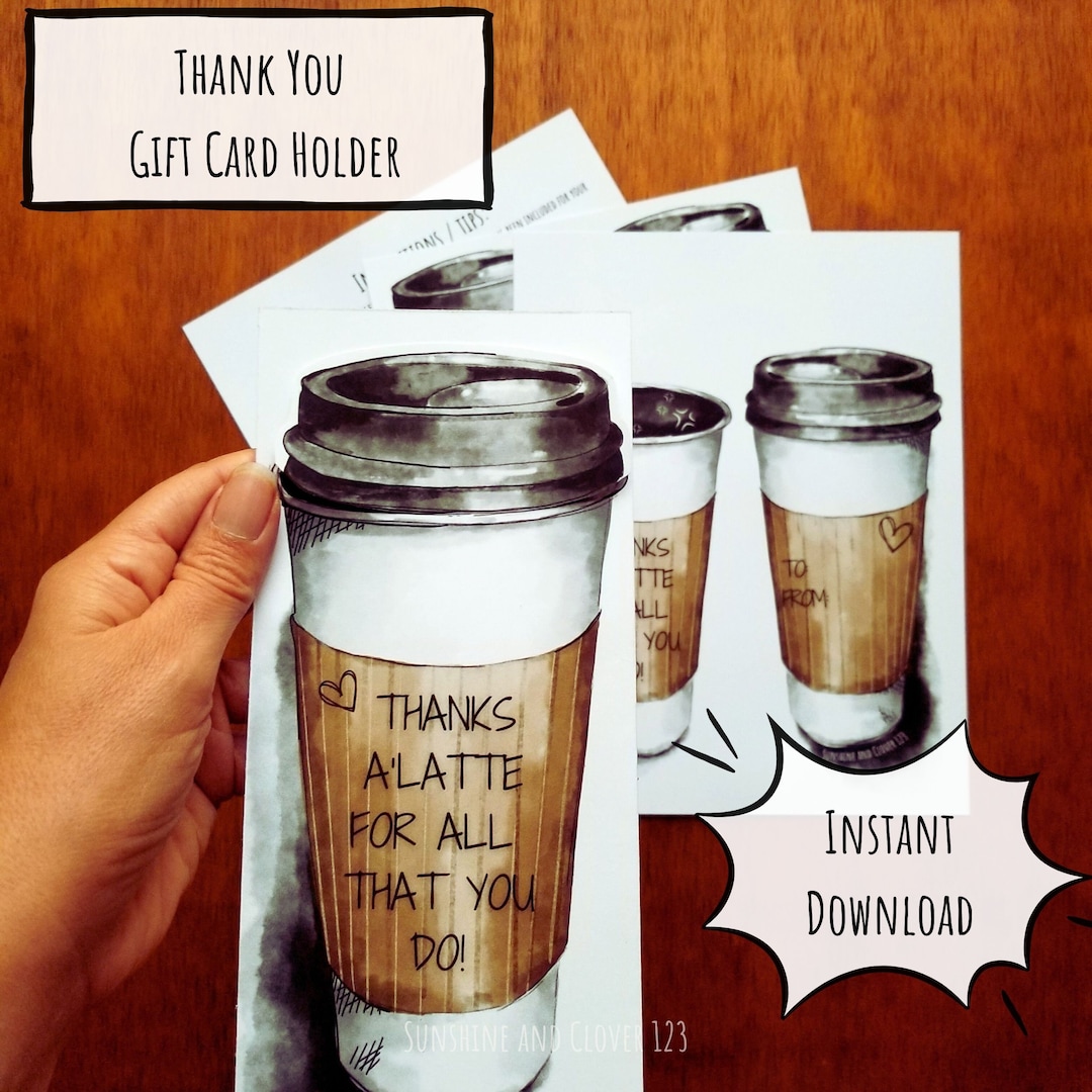Printable Thank You Card for Coffee Lovers Teacher Gift Staff ...
