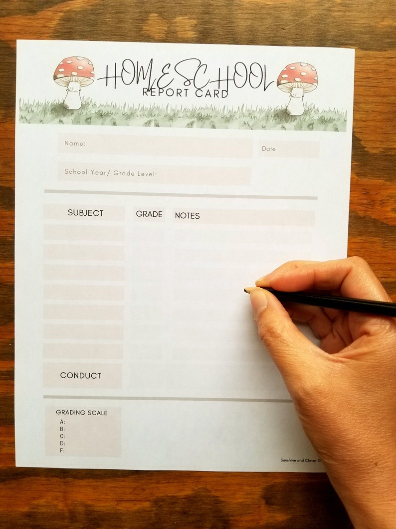 Printable Homeschool Report Card, Hand Illustrated Grade Card for ...