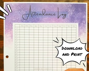 Homeschool Attendance Record Log Tracker Sheet - Etsy