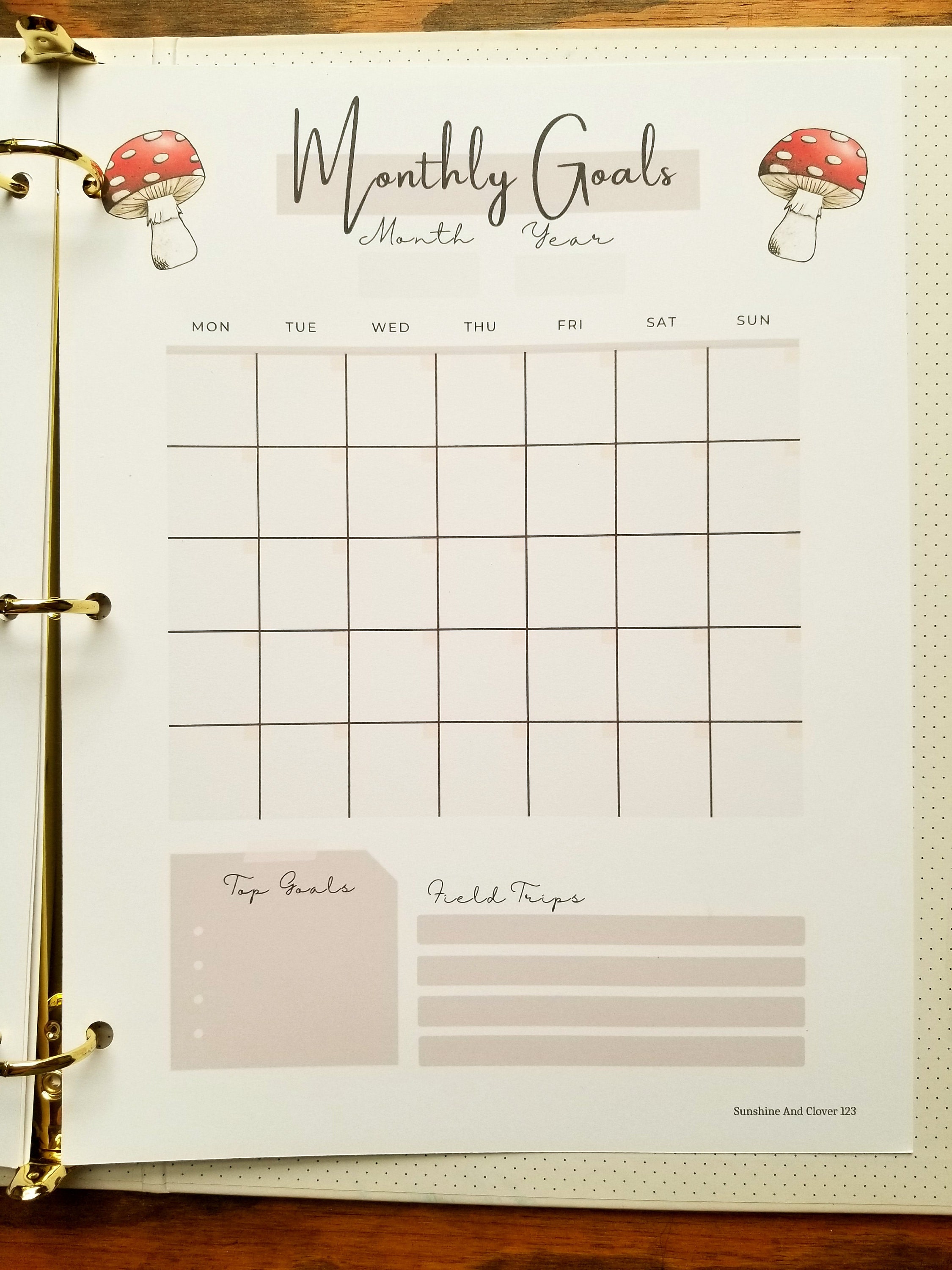 Daily Weekly Monthly Homeschool Planner, Mushroom Brown Homeschool ...