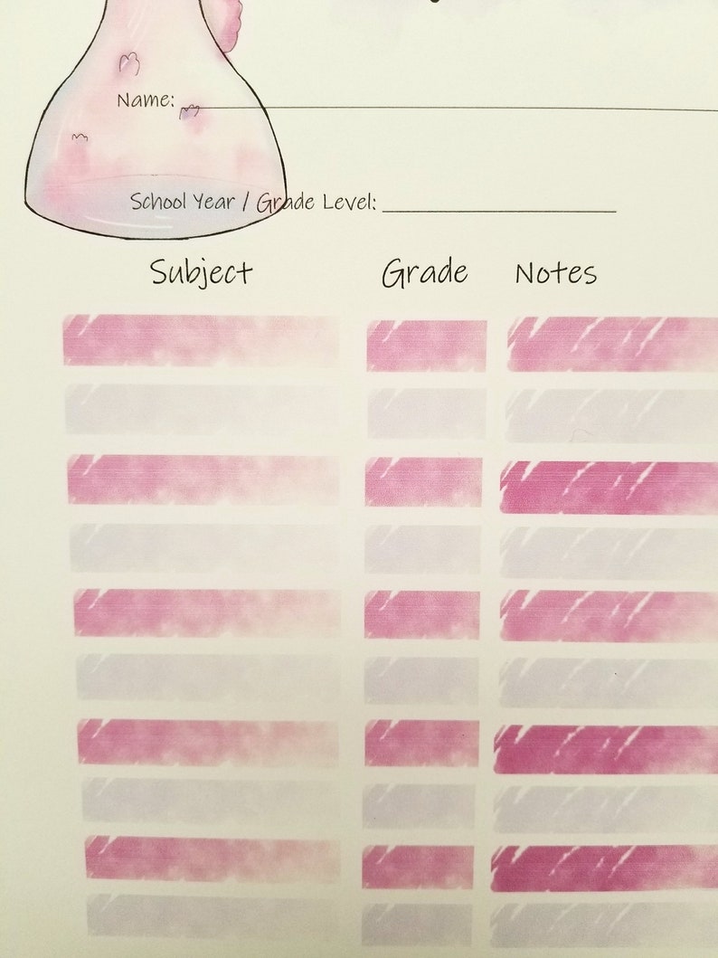Printable Report Card Grade Card in Pink Bubbly Science - Etsy