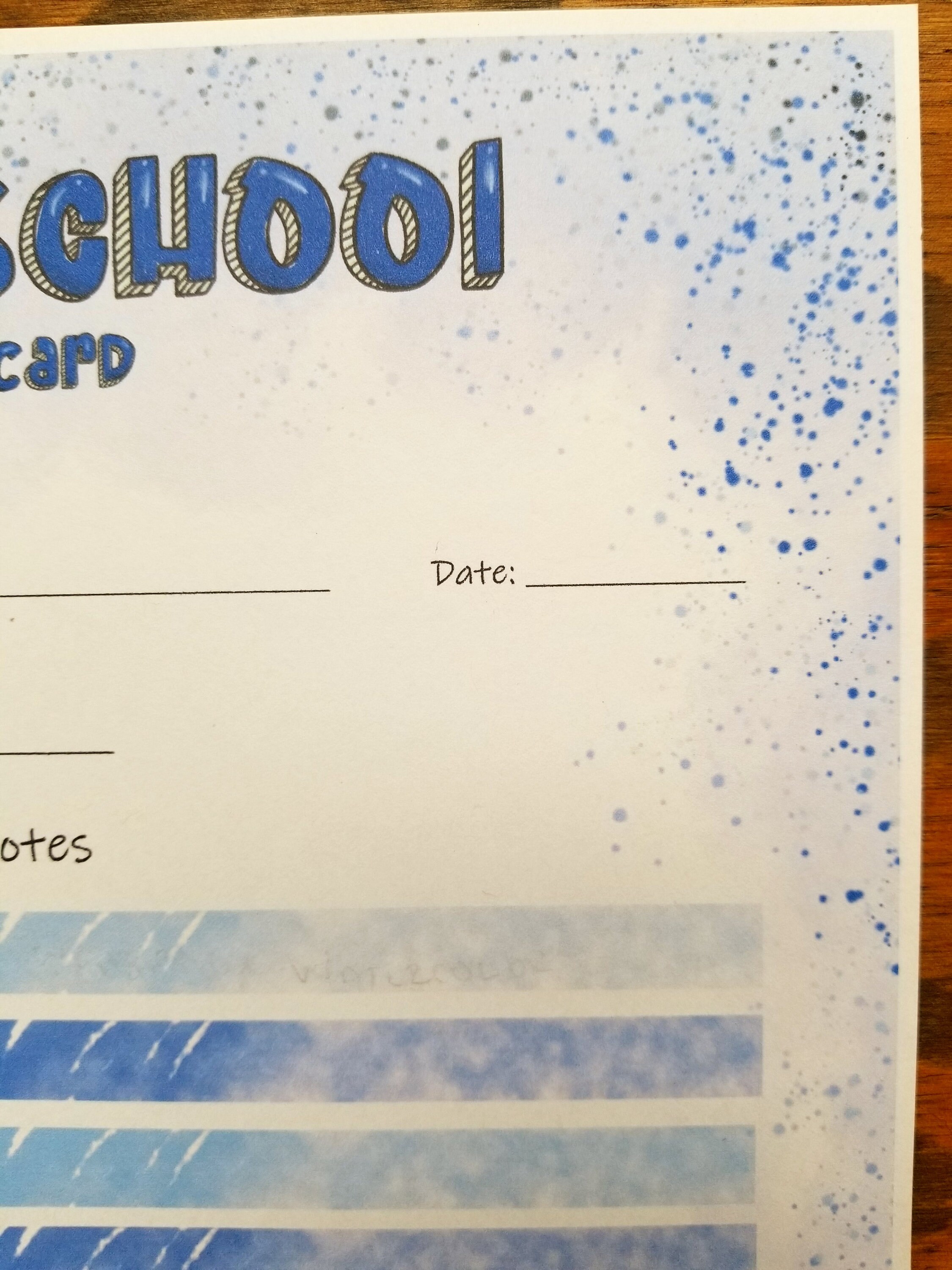 Printable Homeschool Grade Card, Report Card in Blue, Academic Progress ...