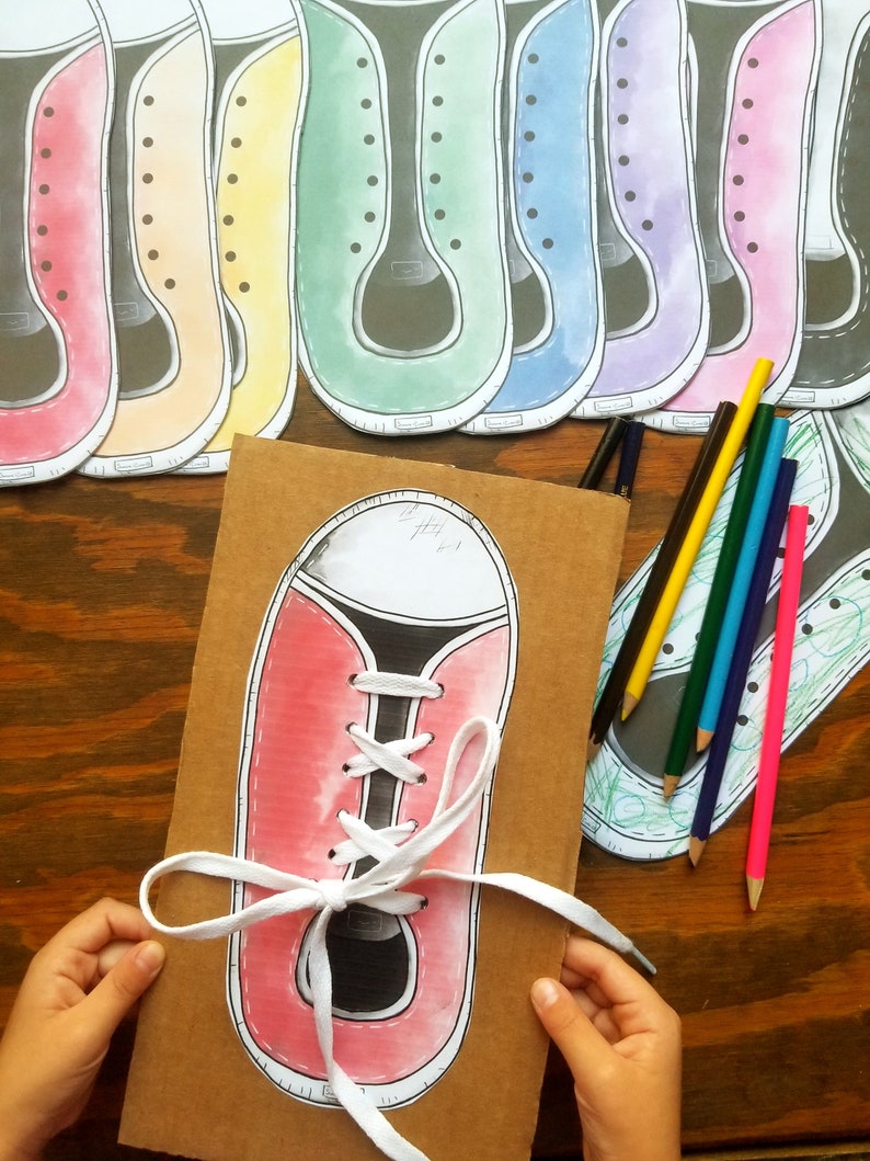 Shoelace Tying Practice Montessori Kindergarten Printable Sneaker ...