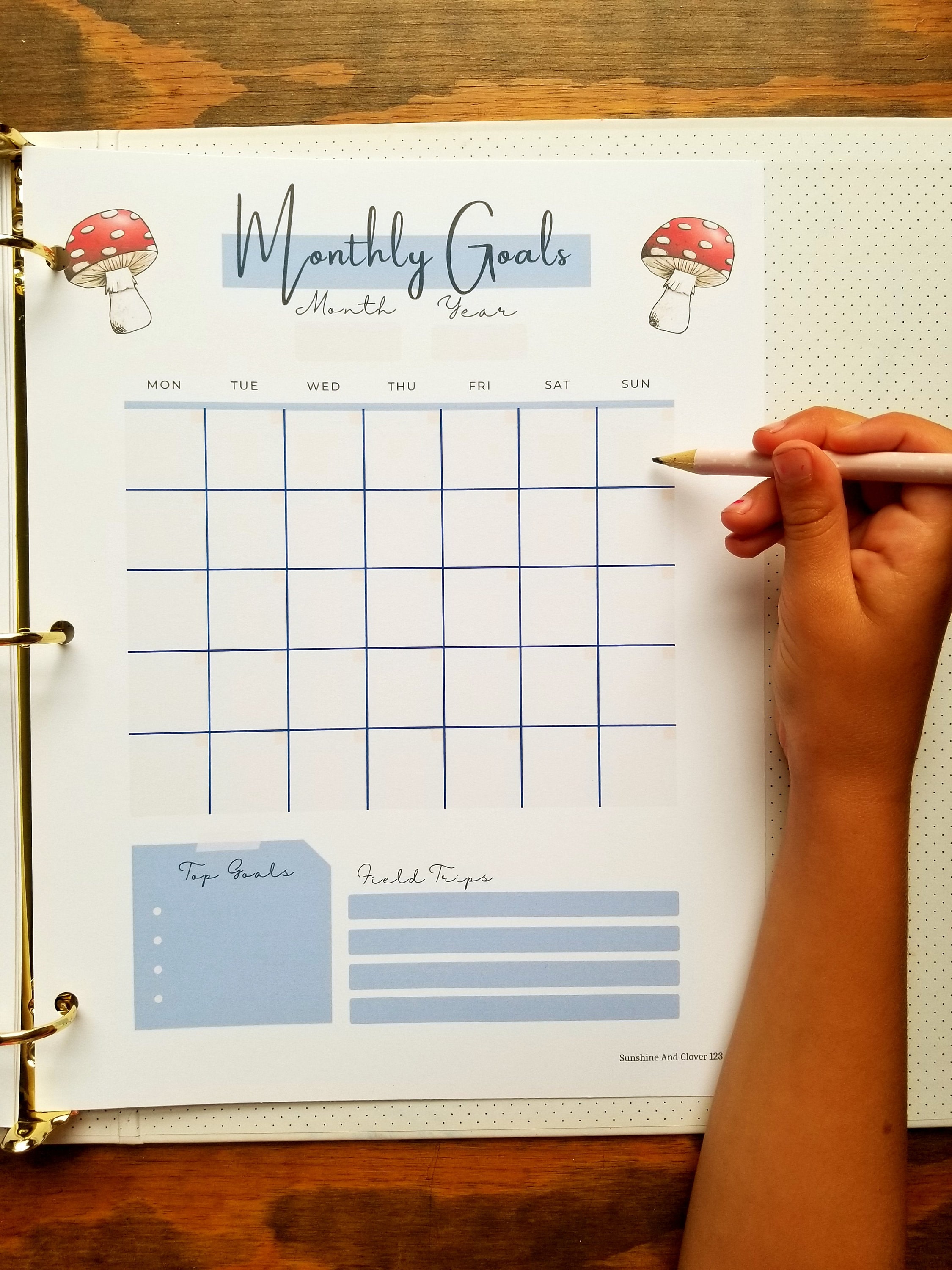 Daily Weekly Monthly Homeschool Organizer Mushroom Blue - Etsy