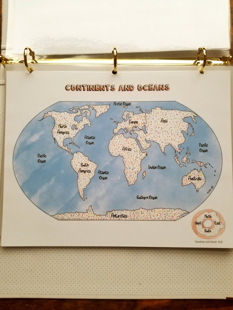 Continents and Oceans Homeschool Printable, Geography Unit Study ...