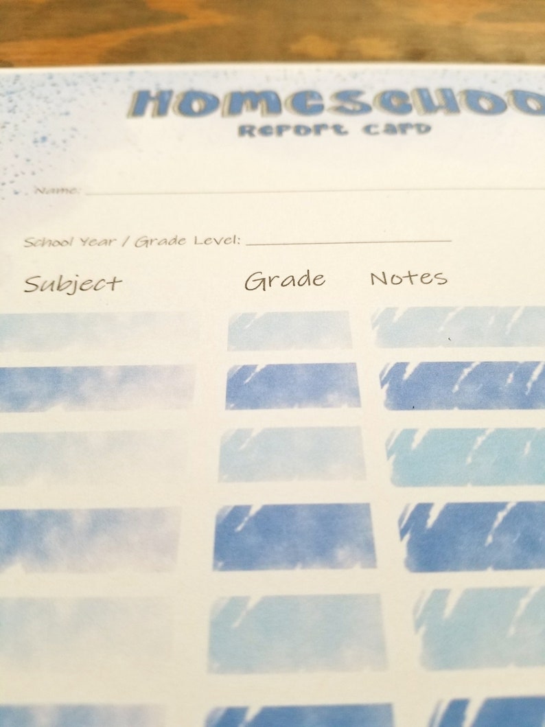 Printable Homeschool Grade Card Report Card in Blue Academic - Etsy
