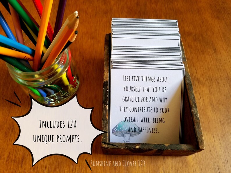 Printable Gratitude Journal Prompt Cards Self Reflection Journaling ...