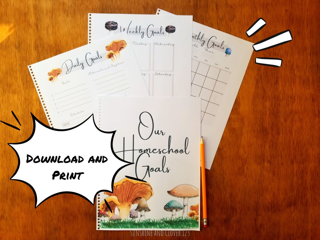 Printable Homeschool Planner PDF Homeschool Organizer Mushroom ...