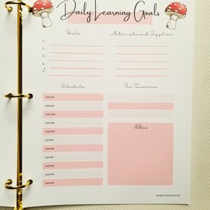 Daily Weekly Monthly Homeschool Goals Planner in Mushroom Red ...