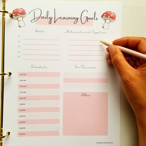Daily Weekly Monthly Homeschool Goals Planner in Mushroom Red ...