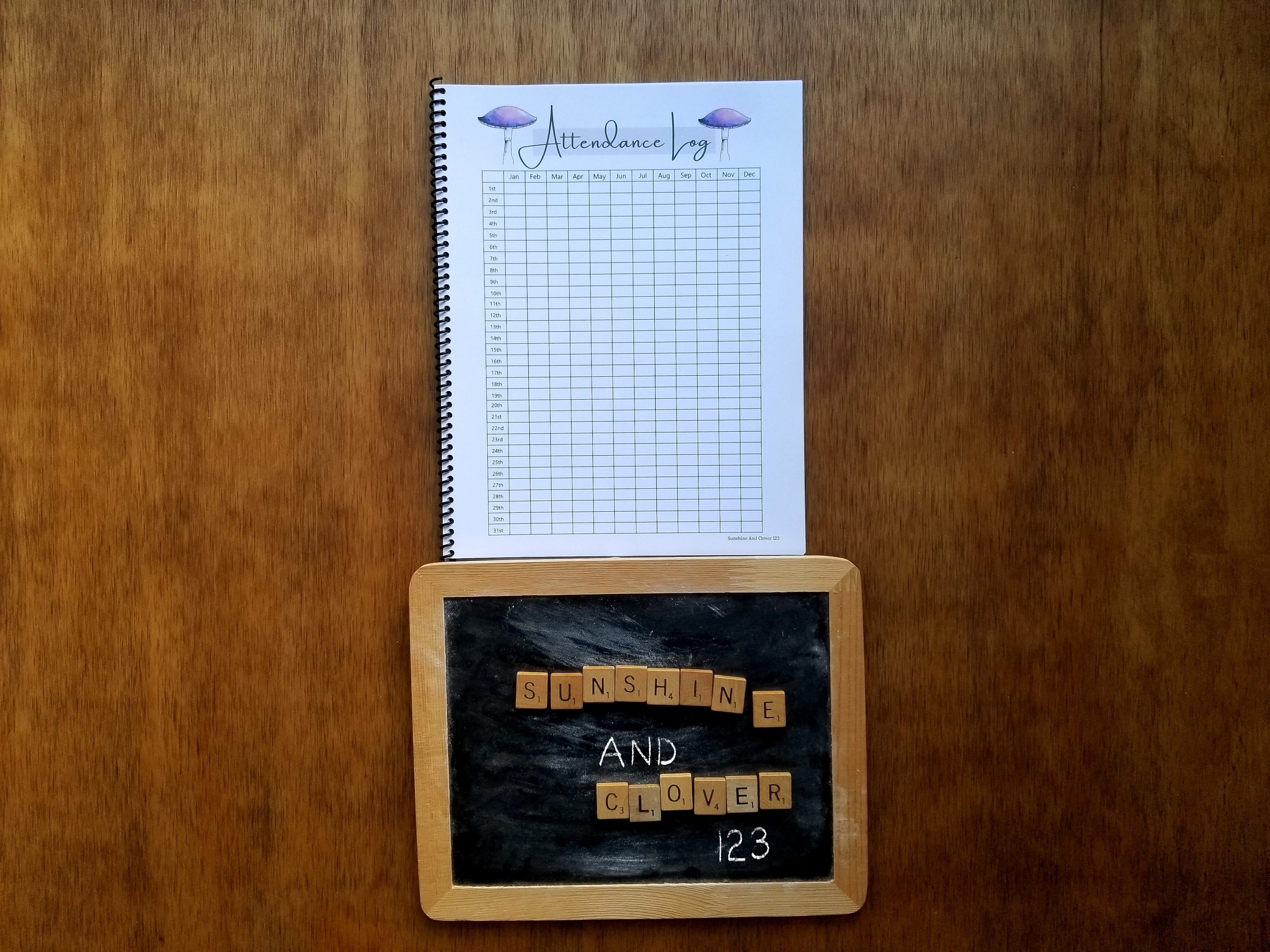 Attendance Log Mushroom Printable Attendance Record PDF Attendance Log ...