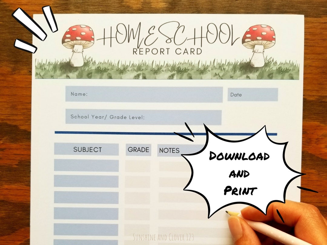 Homeschool Report Card, Grade Card Tracker, Blue Report Card for ...
