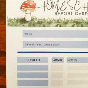 Homeschool Report Card, Grade Card Tracker, Blue Report Card for ...