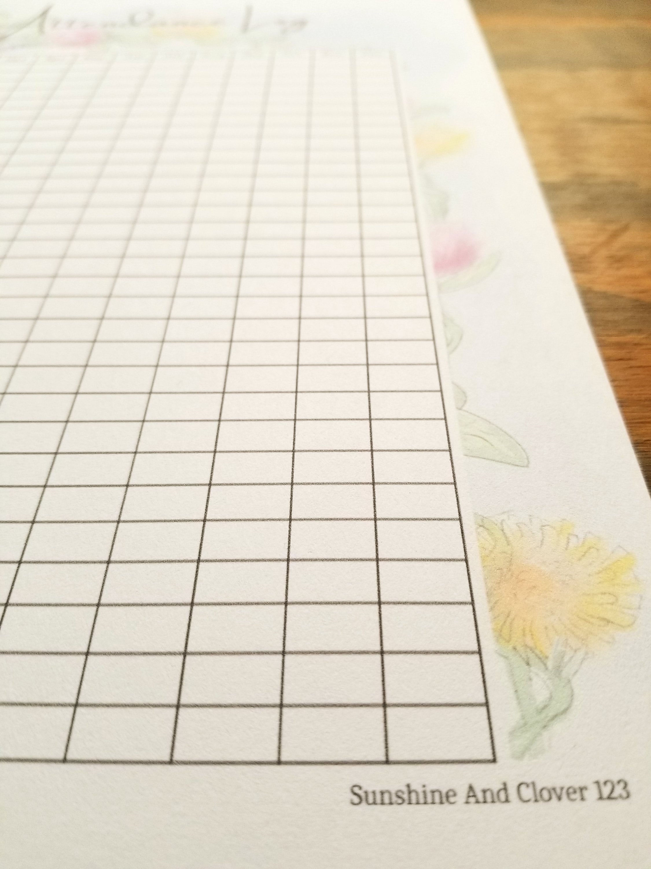 Homeschool Attendance Log in Flower Design, Attendance Record Printable ...