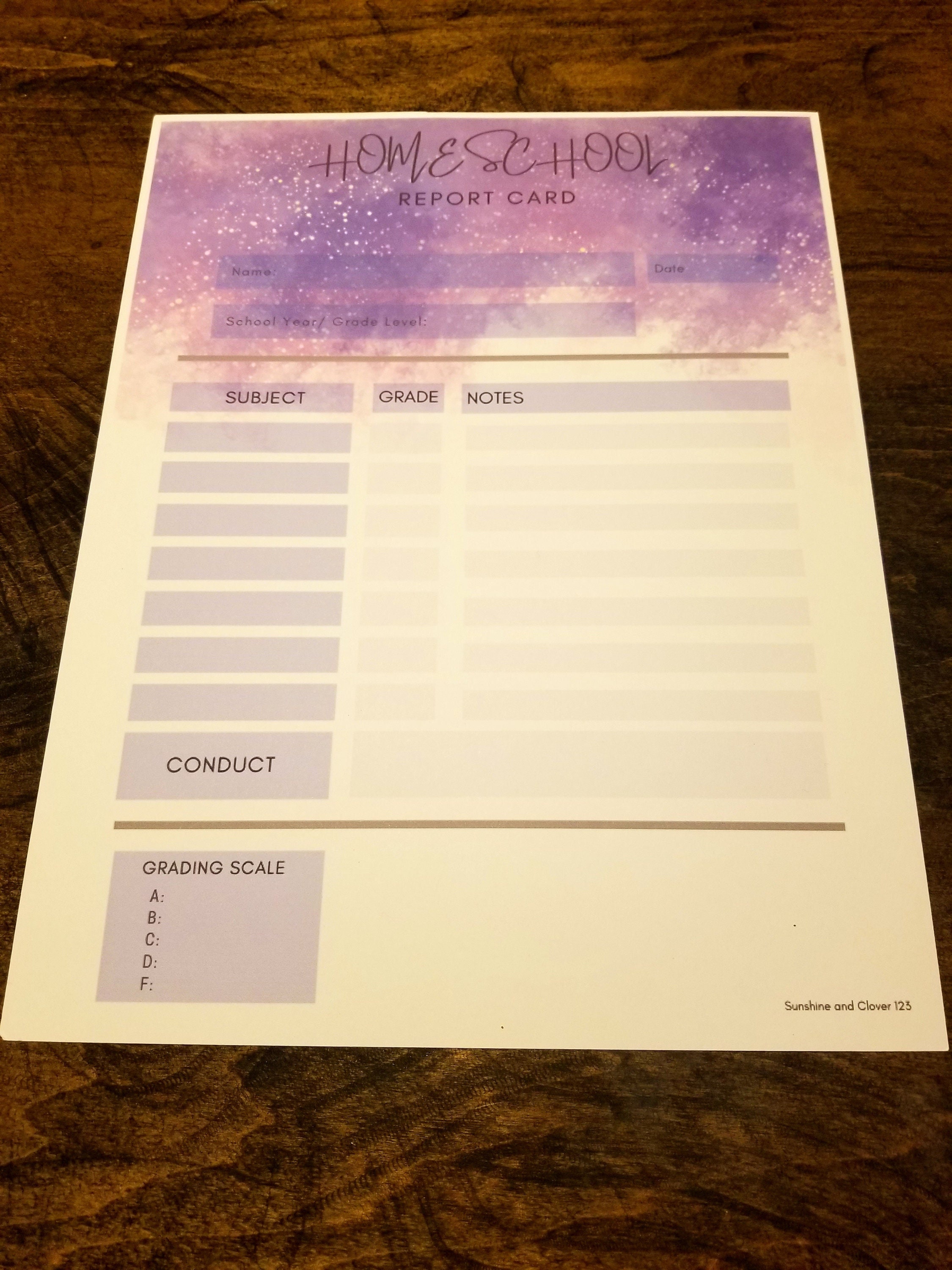 Homeschool Report Card Galactic Blue, Grade Card for Homeschoolers ...
