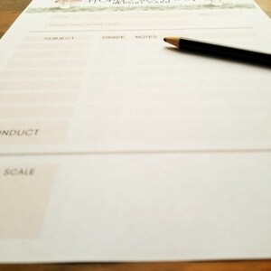 Printable Homeschool Report Card, Hand Illustrated Grade Card for ...