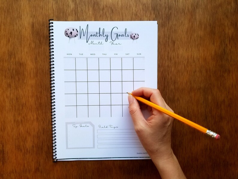 Printable Homeschool Planner, Daily Weekly Monthly Scheduler, Mushroom ...