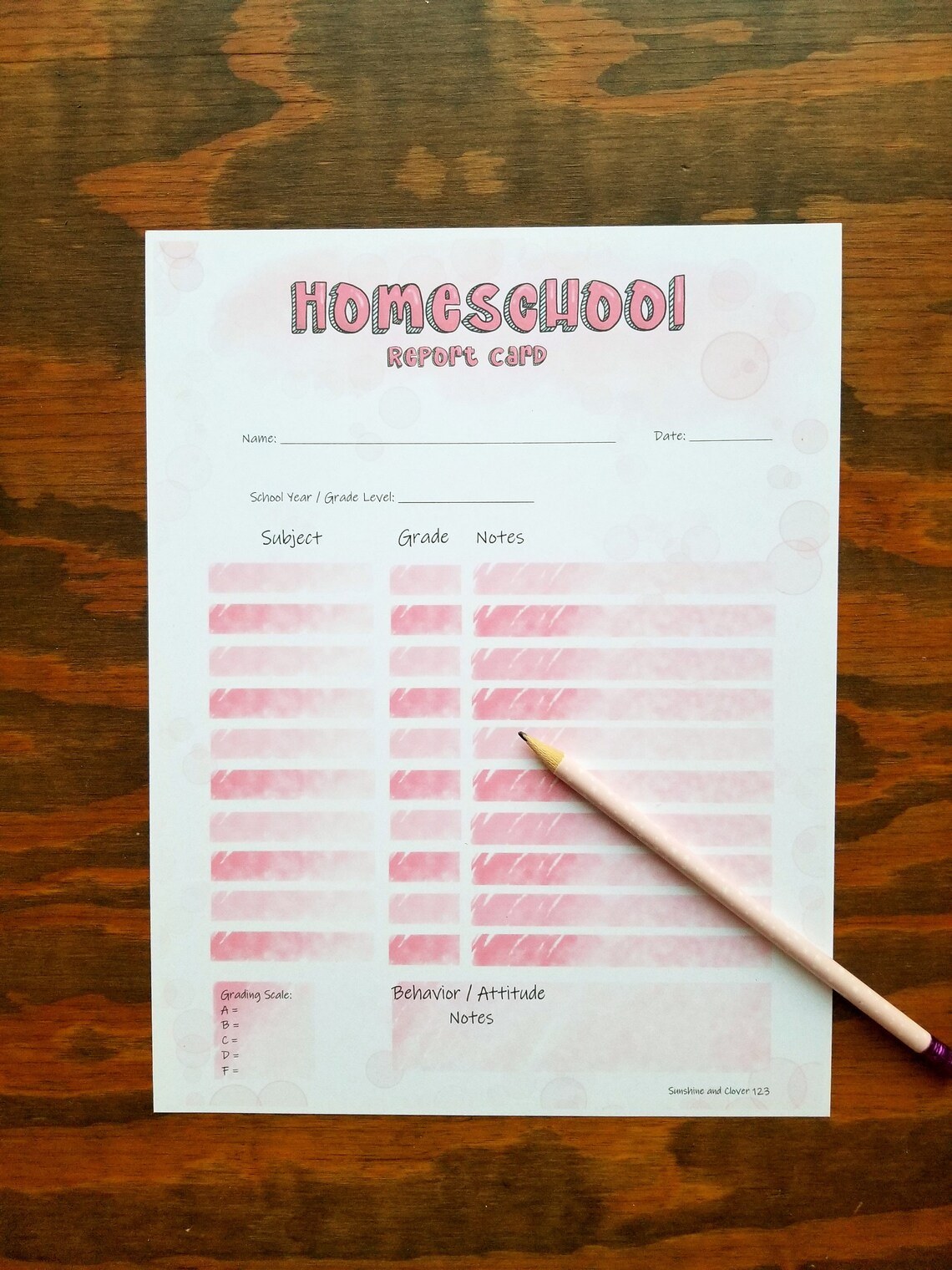 Printable Homeschool Grade Card Report Card for - Etsy