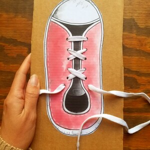 Shoelace Tying Practice Montessori Kindergarten Printable Sneaker ...