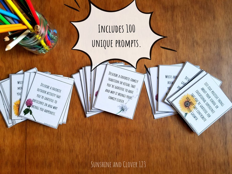 Printable Gratitude Journal Prompt Cards Self Reflection Journaling ...